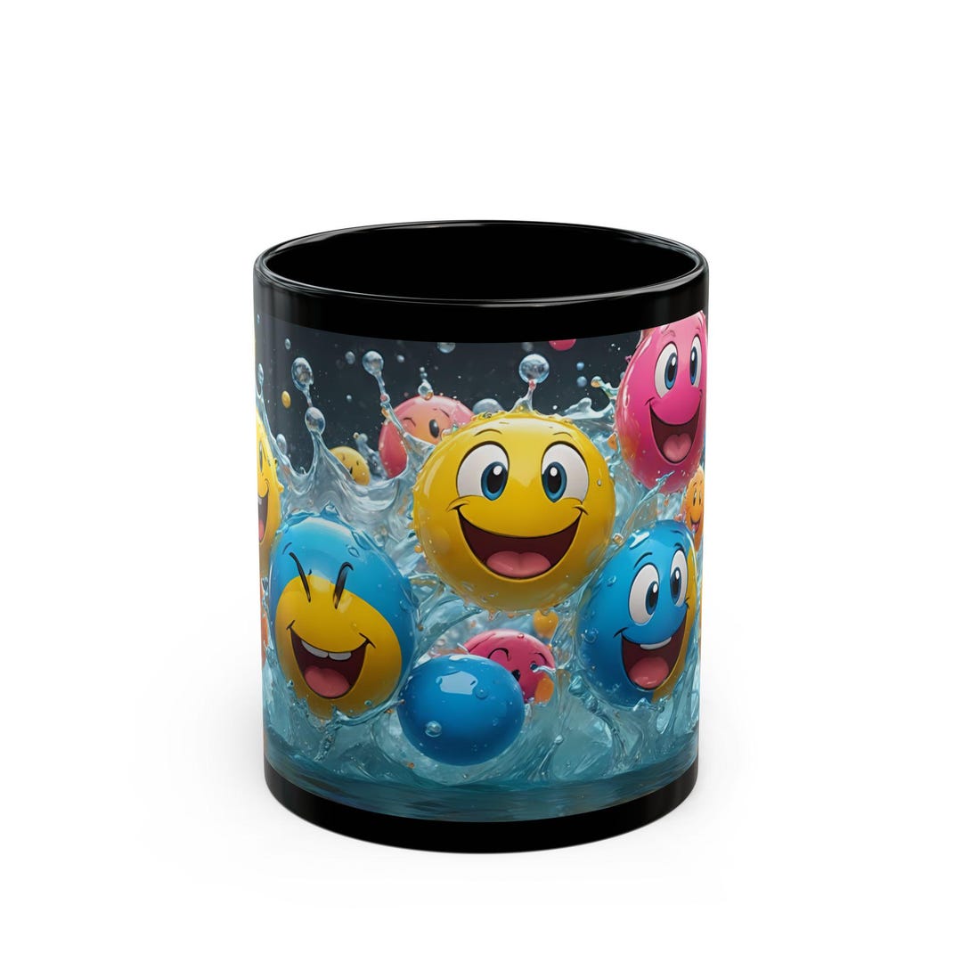 Splashing Smiley Faces Mug Fun and Joyful Design, Birthday Gift ...