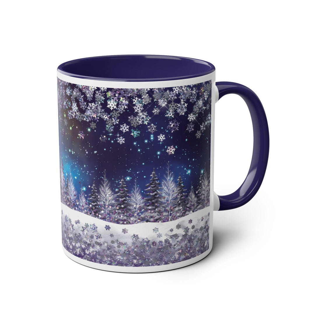Winter Wonderland Mug With Snowflake and Forest Design, Cozy Winter ...