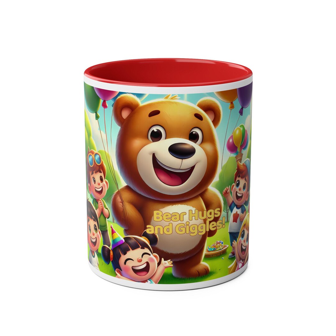 Bear Hugs and Giggles Mug, Adorable Animal Cartoon Ceramic Cup for Kids ...