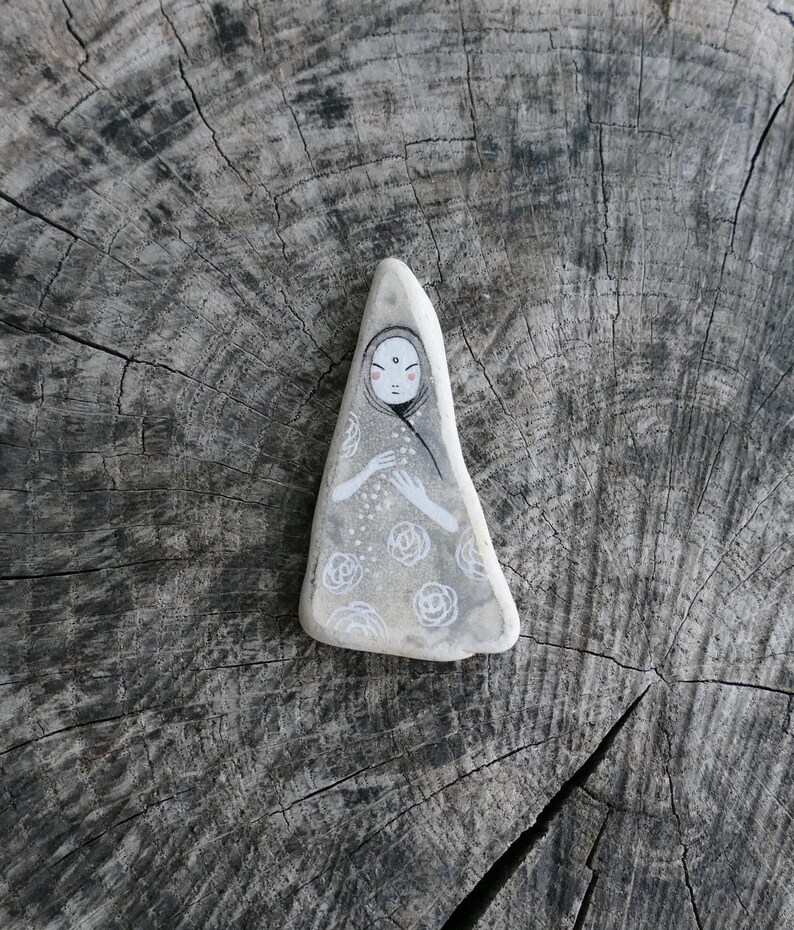 Large Blue Gray Beach Pottery Kanzeon Bodhisattva (kuan Yin, the ...