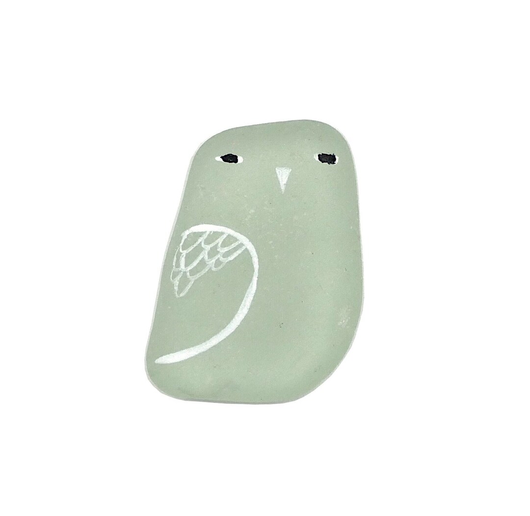 Healing Shard - Painted Beach Glass Owl - Etsy