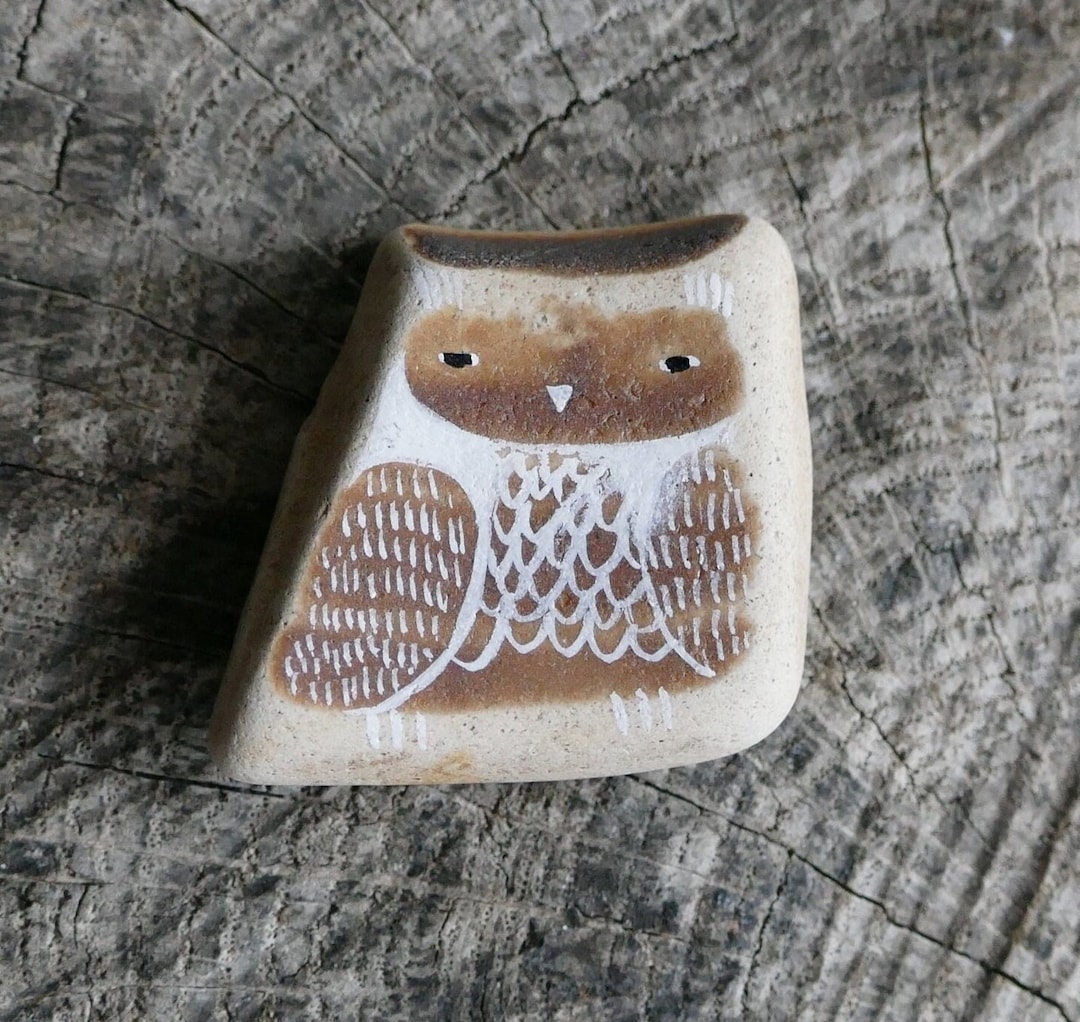 Healing Shard, Brown Beach Pottery Owl - Etsy