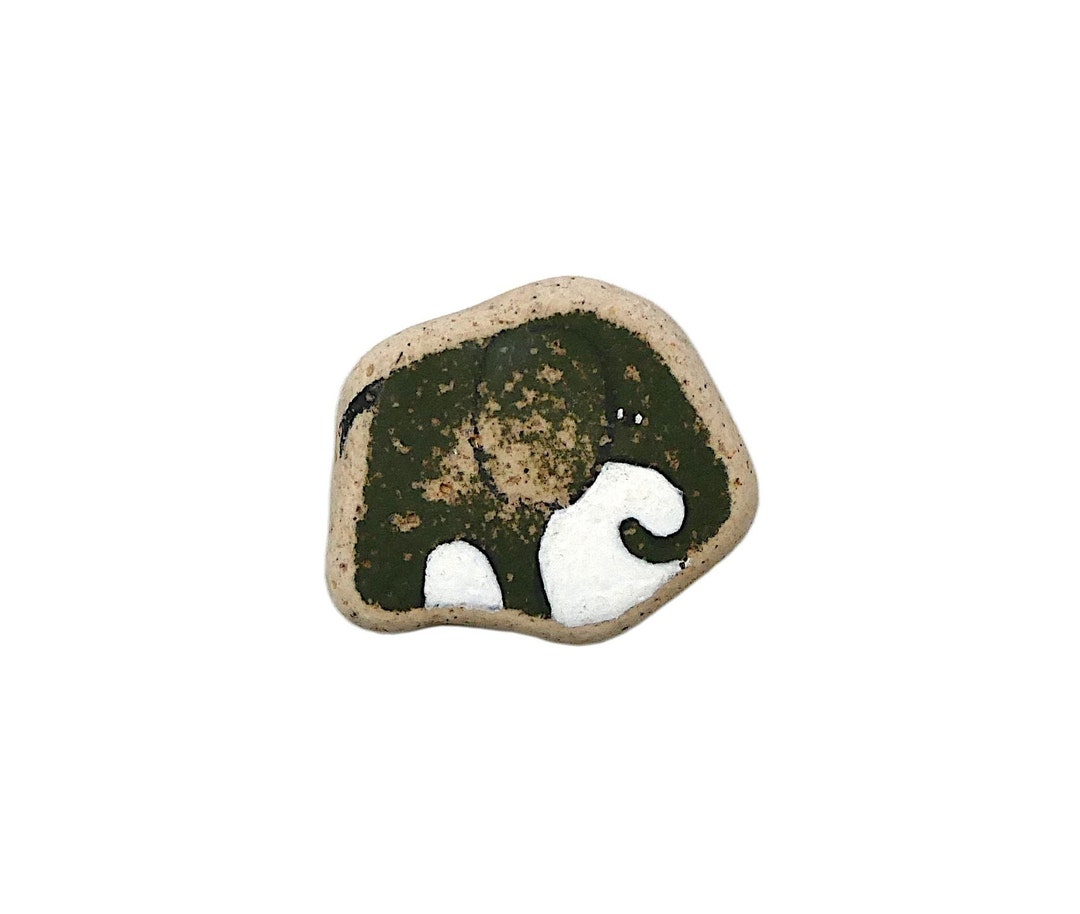 Tiny Healing Shard, Dark Green Beach Pottery Elephant - Etsy