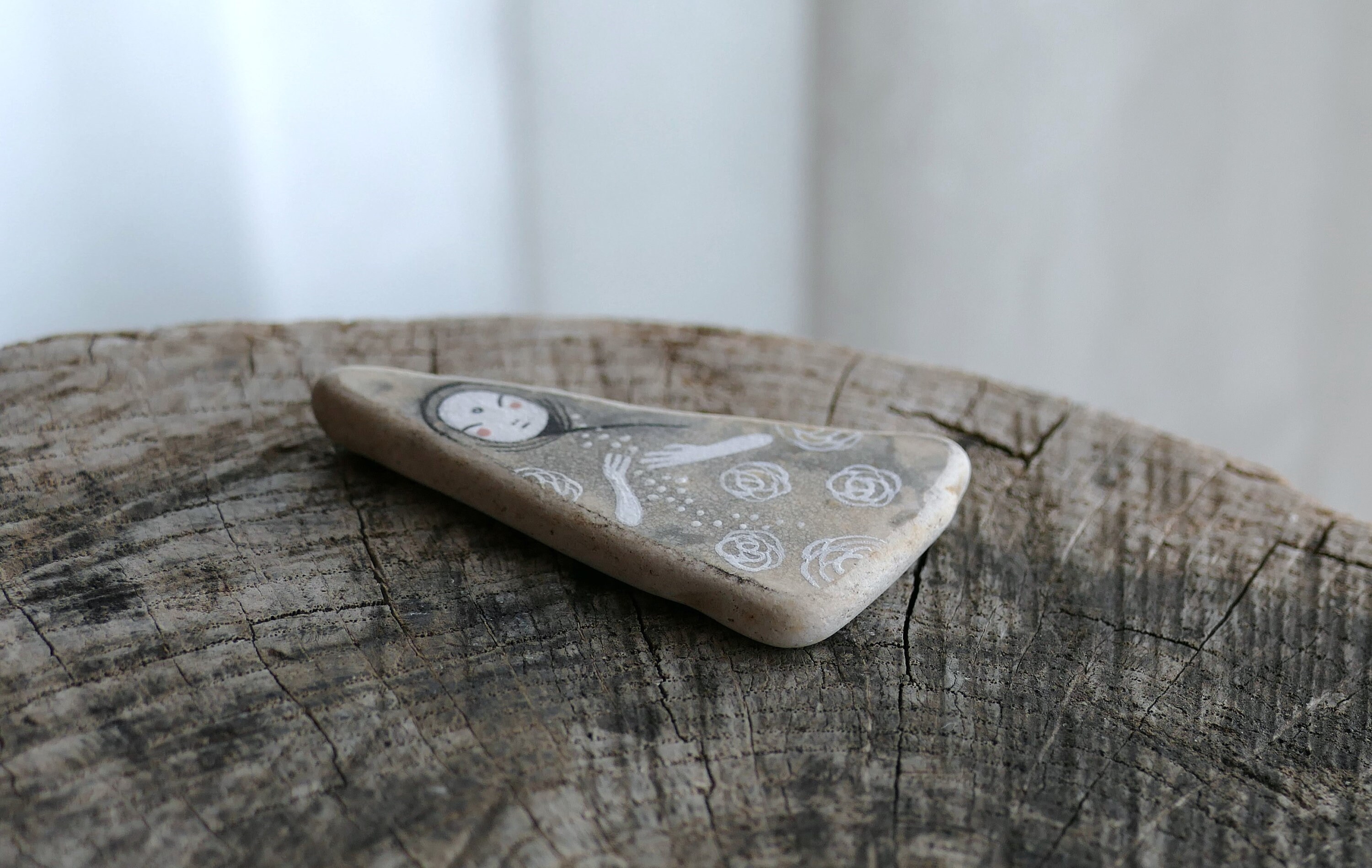 Large Blue Gray Beach Pottery Kanzeon Bodhisattva (kuan Yin, the ...
