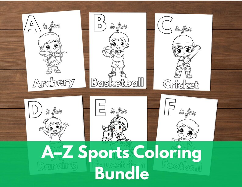 Sports Alphabet Coloring Pages: A-Z Printable Activity Book (PDF ...