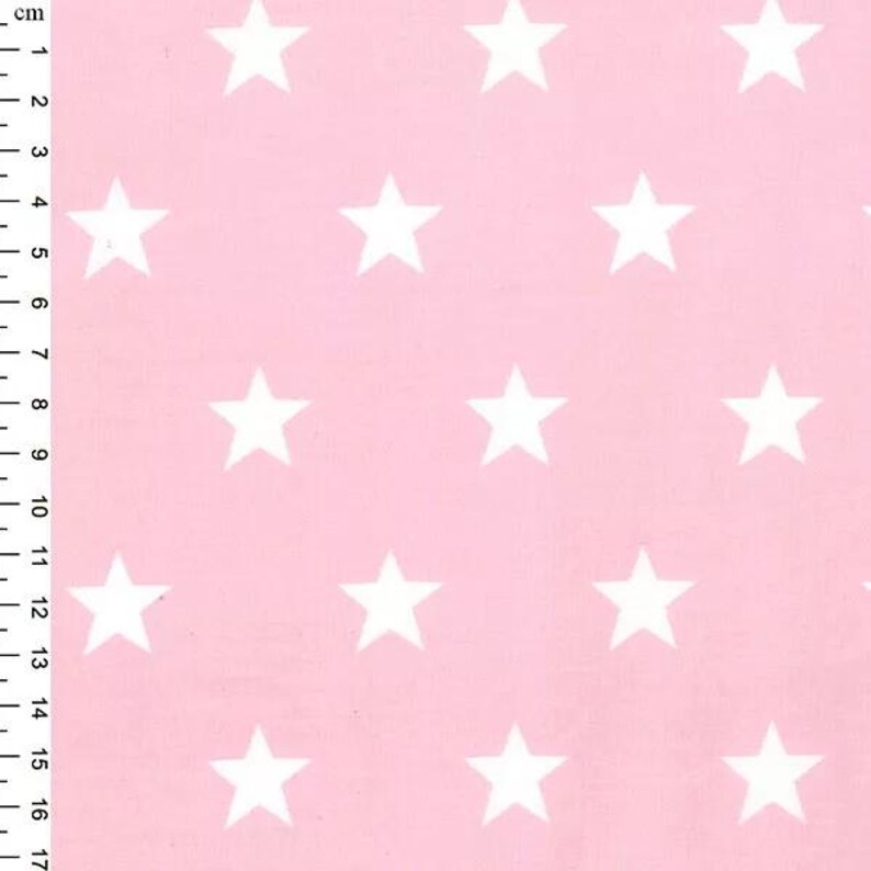 Cotton Fabric Pale Pink & White Star Print Craft Fabric Material Metre ...