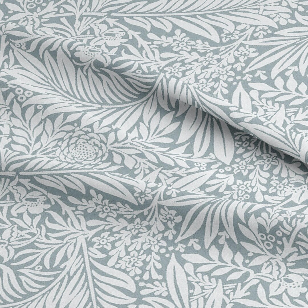 William Morris Fabric Larkspur Silver Grey Floral Cotton Craft Fabric ...