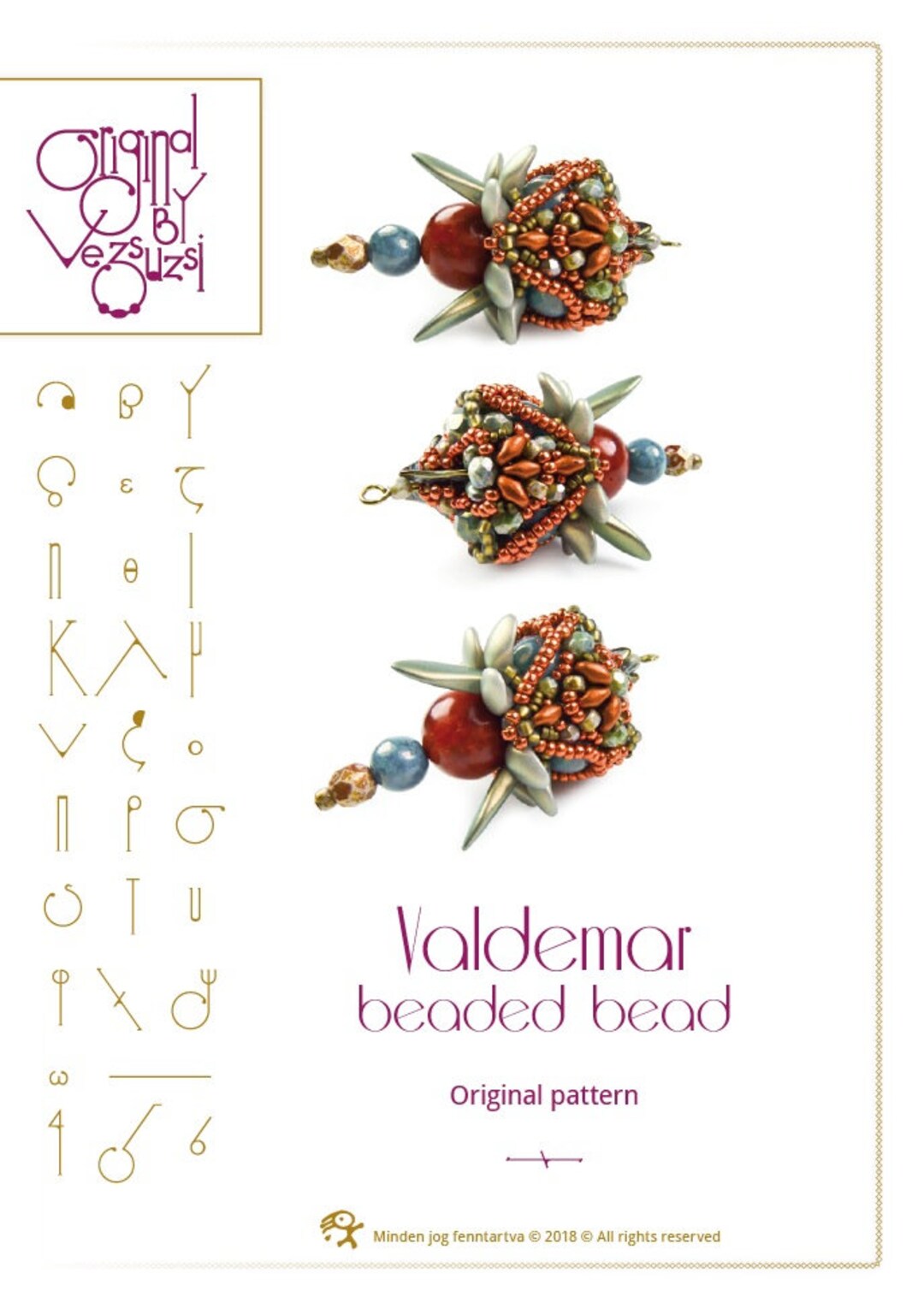 Beading Tutorial / Pattern Valdemar Beaded Bead. Beading Instruction in ...
