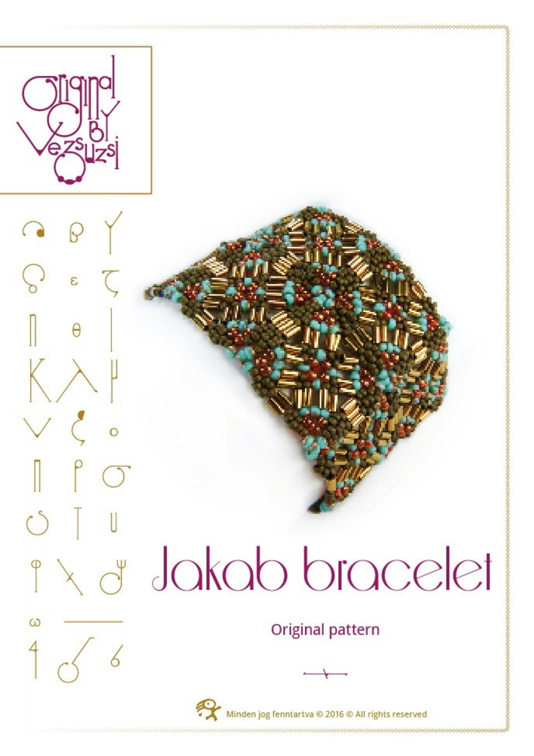 Beading Tutorial / Pattern Jakab Bracelet. Beading Instruction in PDF ...