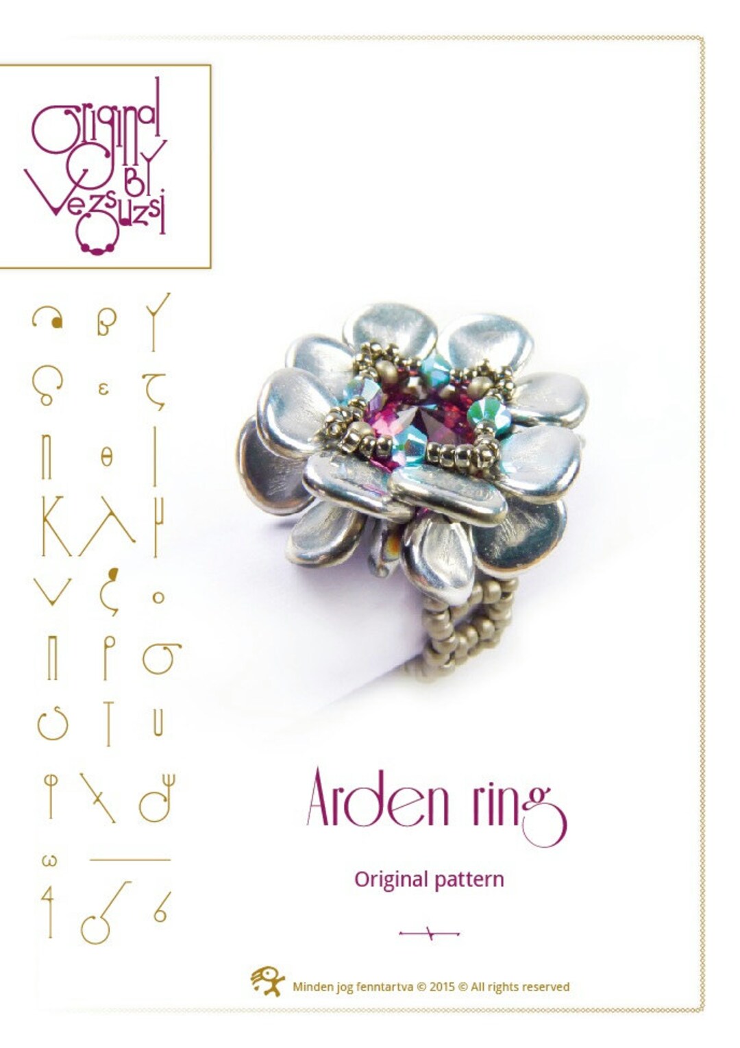 Ring Tutorial / Pattern Arden Ring With Rose Petal Beads...pdf ...