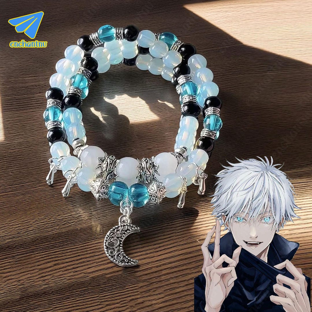 Gojo Satoru Coloured Glaze Bracelet,inspiration of Ryomen Sukuna Bracele,made of Tibetan Silver ...