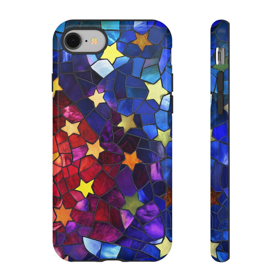 Stained Glass Mosaic Effect With Stars Phone Case Design - Etsy
