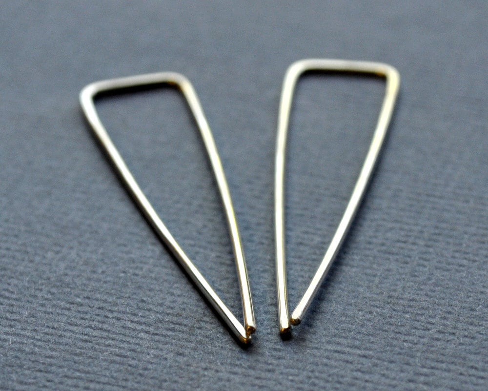 Arrow. Modern Sterling Silver Earrings. Angular. Triangle. Handmade ...