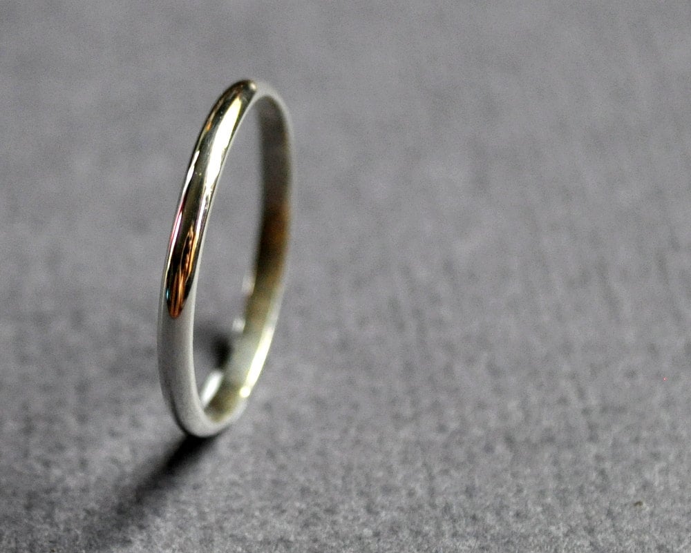 Wedding Band. 2mm. Women's Ring. High Shine. Gloss. Sterling Silver ...