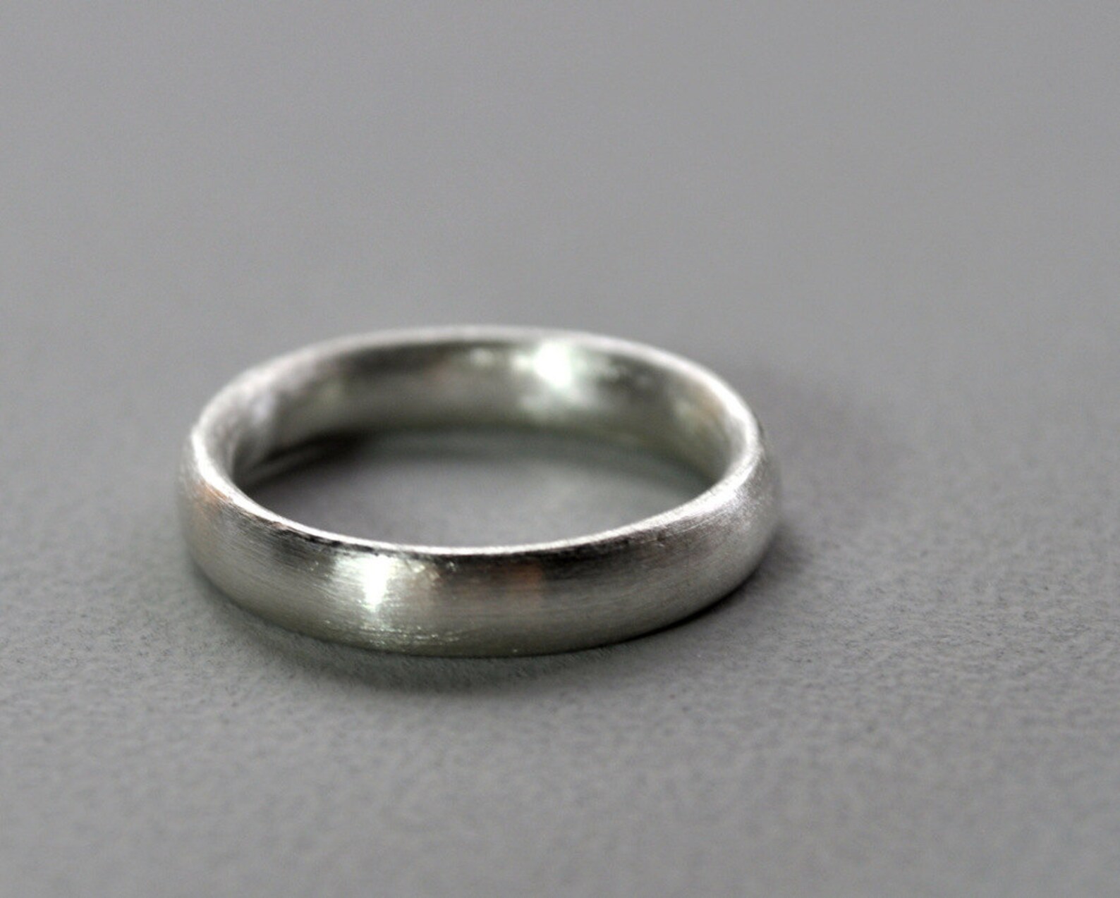 Comfort Fit Wedding Ring. Sterling Silver. 4mm. Matte Finish. Brushed ...