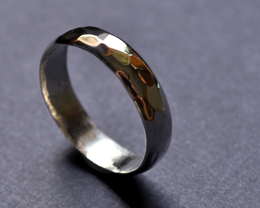 Faceted 5mm Wedding Ring. Sterling Silver Faceted Band. Modern ...