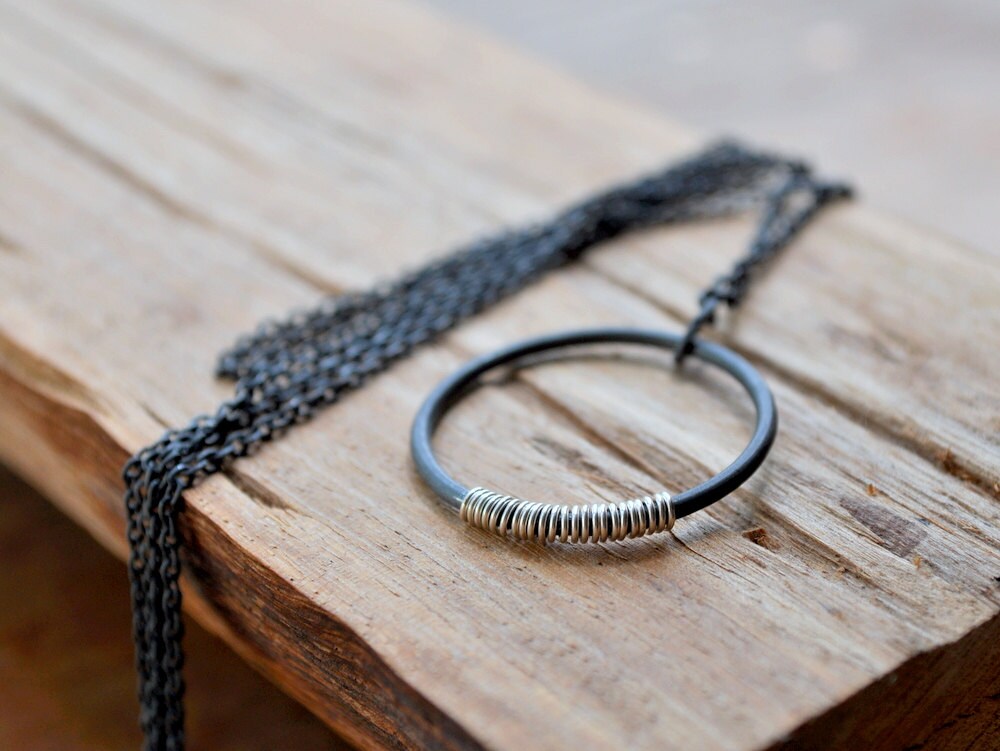 Silver Lining Necklace Oxidised Sterling Silver with a | Etsy