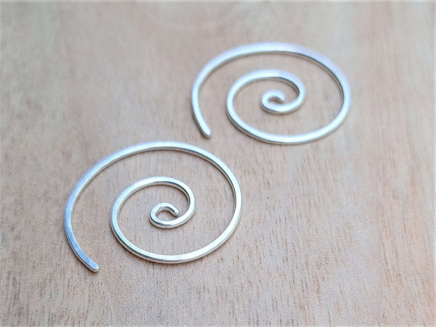 Sterling Silver Spiral Hoop Earrings Modern. Minimalist. - Etsy
