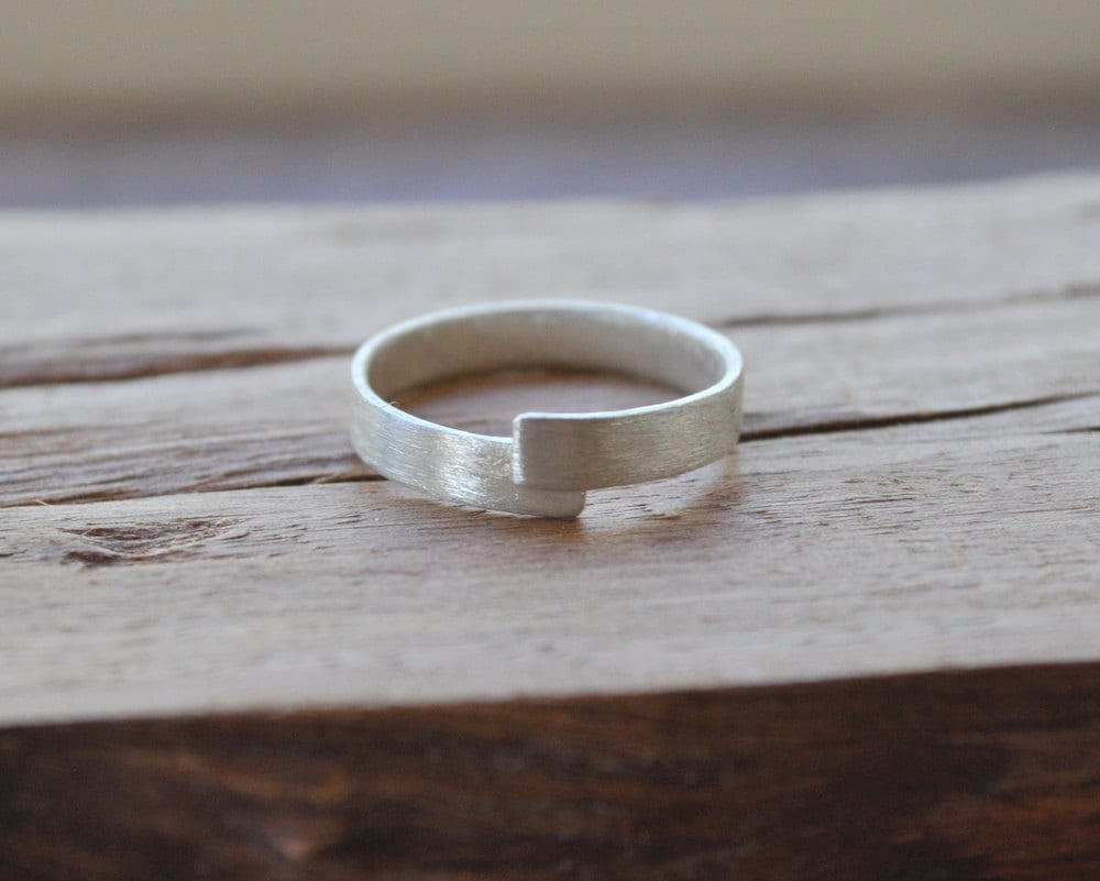 Wrapped Sterling Silver Wedding Ring. 3.7mm Wide. Matte Finish in Your ...