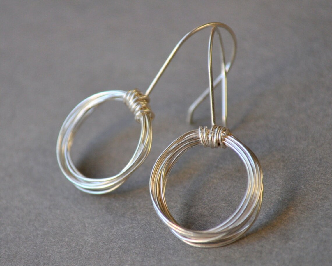Contemporary Circular Sterling Silver Earrings. Circe. Loops. Hoop ...