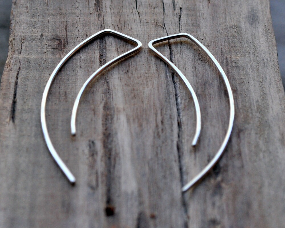 Curved Sterling Silver Threader Earrings Everyday Wear Eco | Etsy