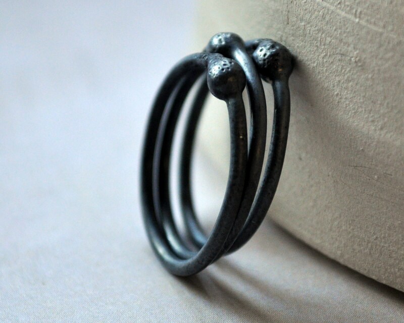 Black Asteroid Stacking Ring Set of 3. Oxidized Sterling - Etsy