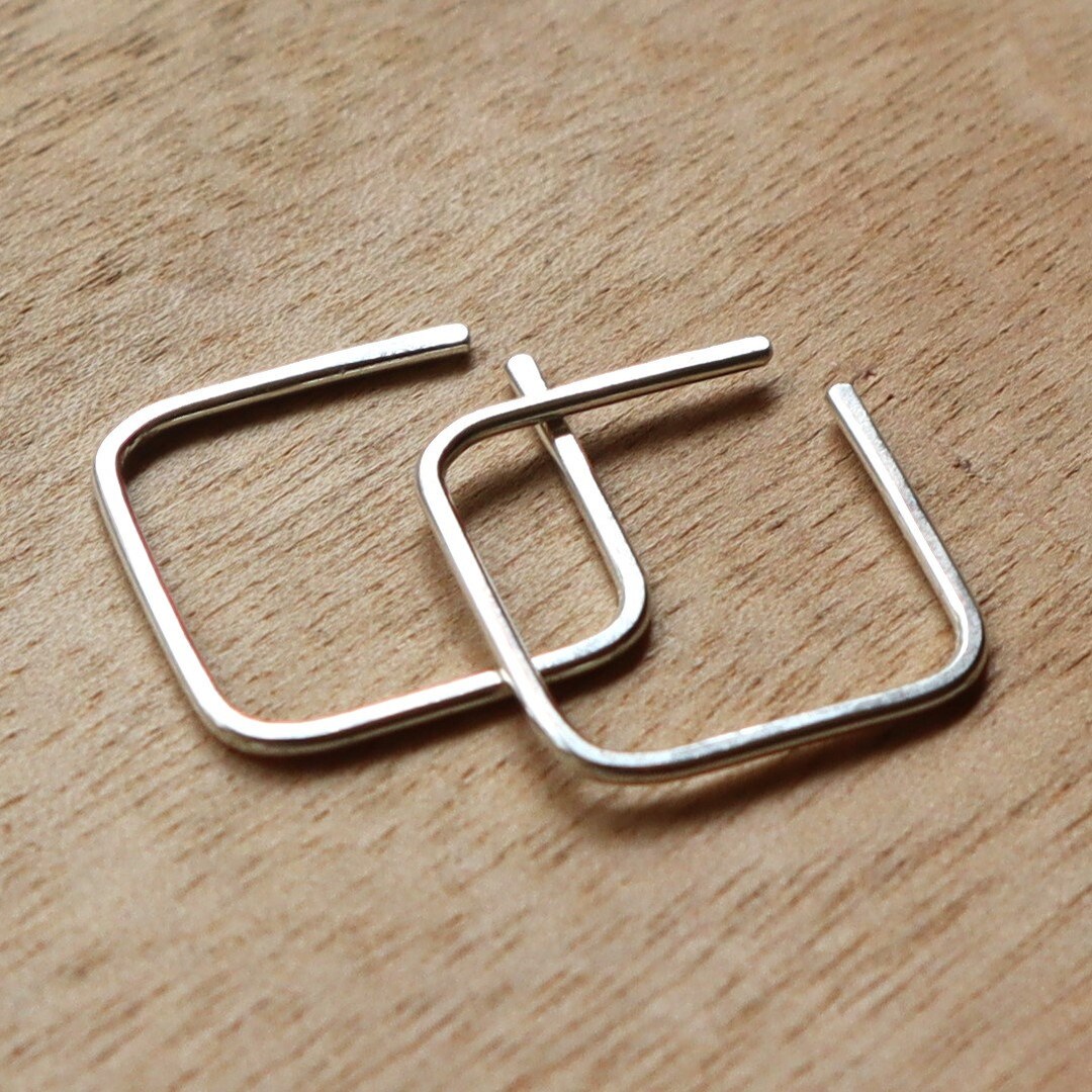 Earrings. Little Square Hoops. Modern Contemporary Simple Sleek Elegant ...