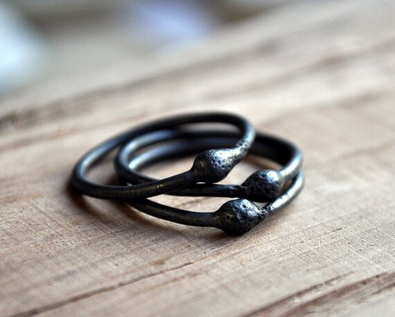 Black Asteroid Stacking Ring Set of 3. Oxidized Sterling - Etsy