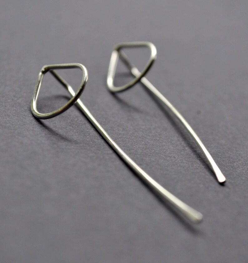 Long Raindrop Earrings. Handmade. Sterling Silver. Simple. Weather ...