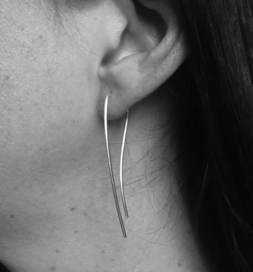 Curved Sterling Silver Threader Earrings Everyday Wear Eco | Etsy