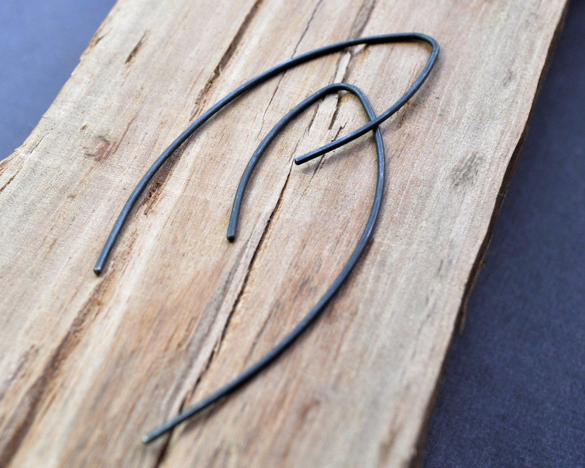 Black Elegance Earrings. Simple Sterling Silver Jewelry. | Etsy