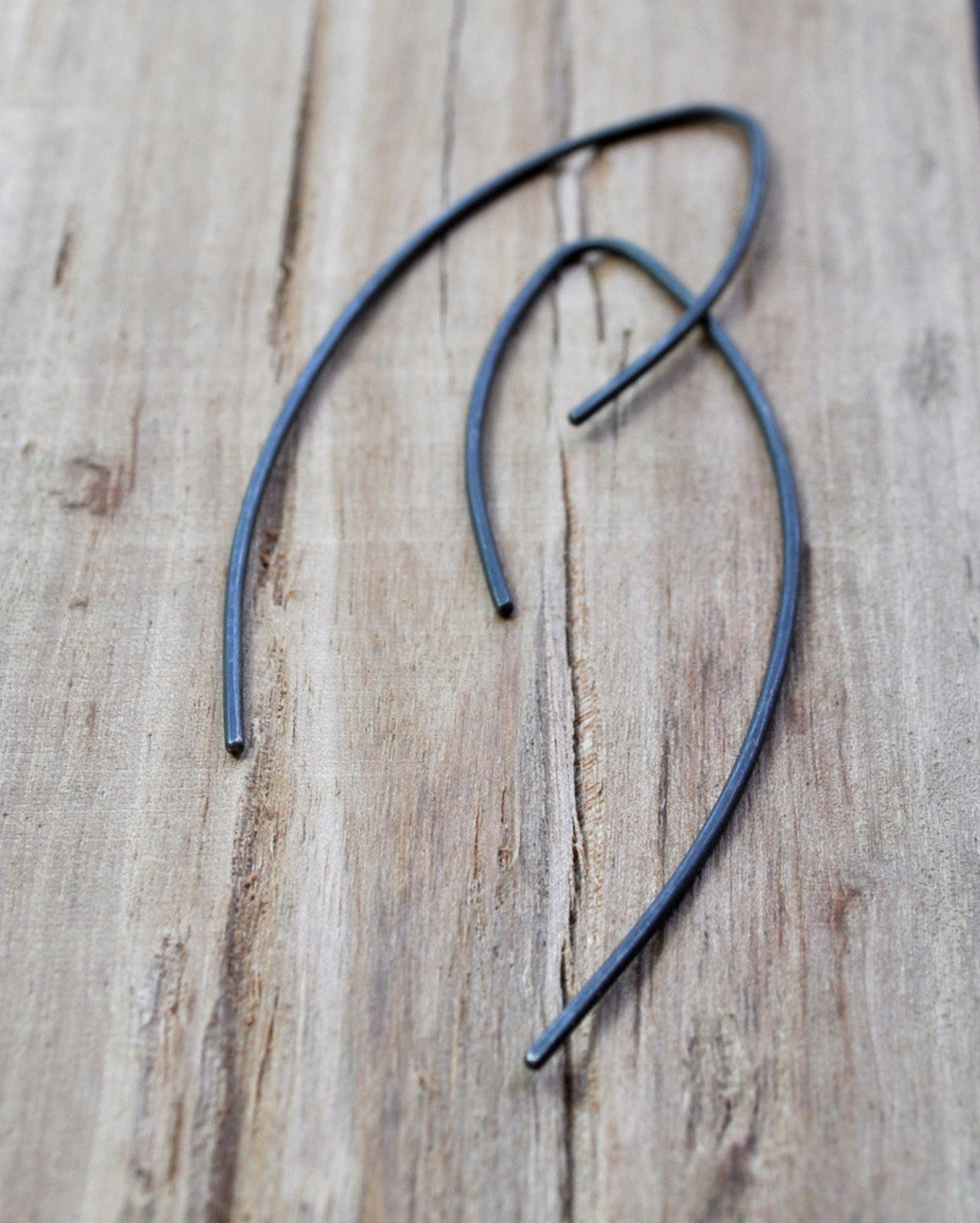 Black Elegance Earrings. Simple Sterling Silver Jewelry. | Etsy