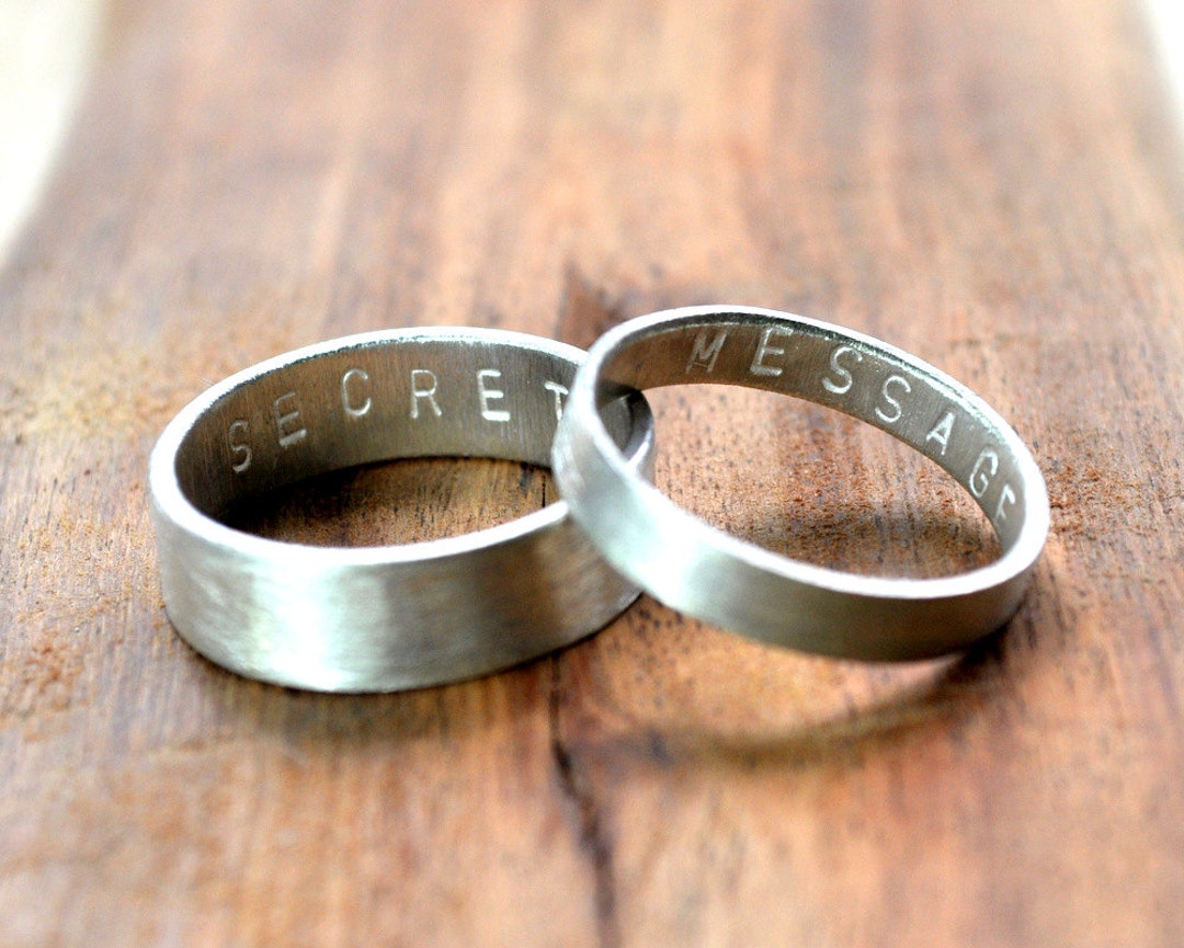 Sterling Silver Secret Message Rings. Custom Stamped Wedding Bands ...