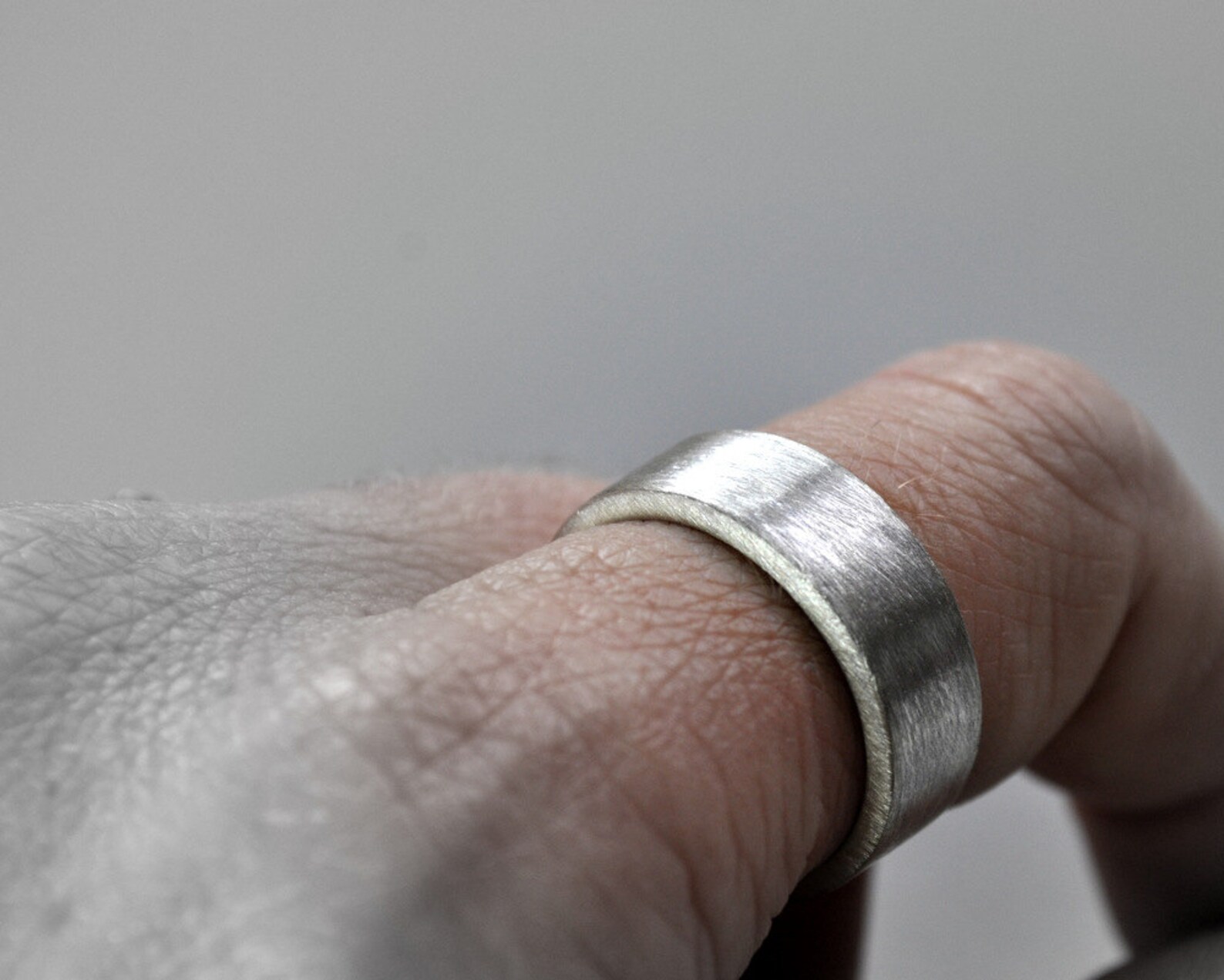 Men's Chunky 7mm Wedding Ring. Sterling Silver Matte Wide - Etsy