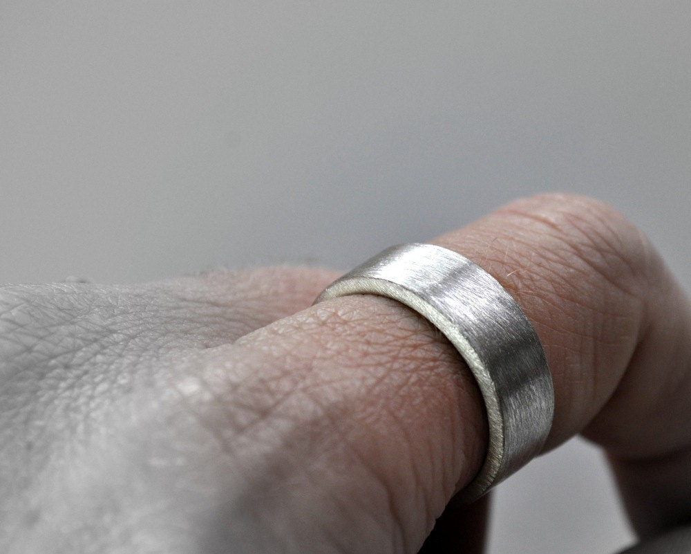 Men's Chunky 7mm Wedding Ring. Sterling Silver Matte Wide - Etsy