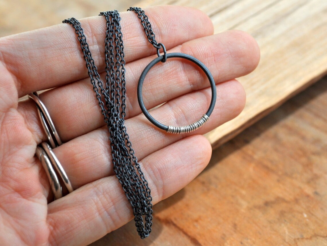 Silver Lining Necklace - Oxidised Sterling Silver, With a Handmade ...