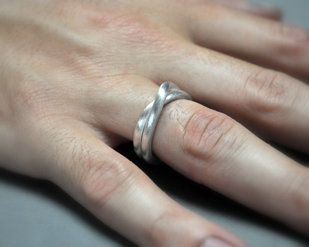 Sterling Silver Infinity Ring Wedding Band Set. Matte Finish. | Etsy