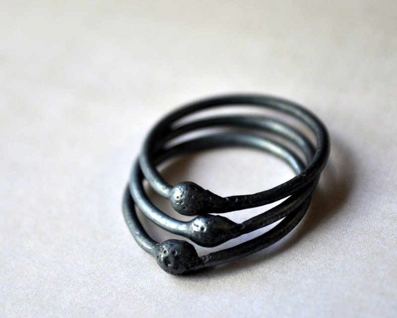 Black Asteroid Stacking Ring Set of 3. Oxidized Sterling - Etsy