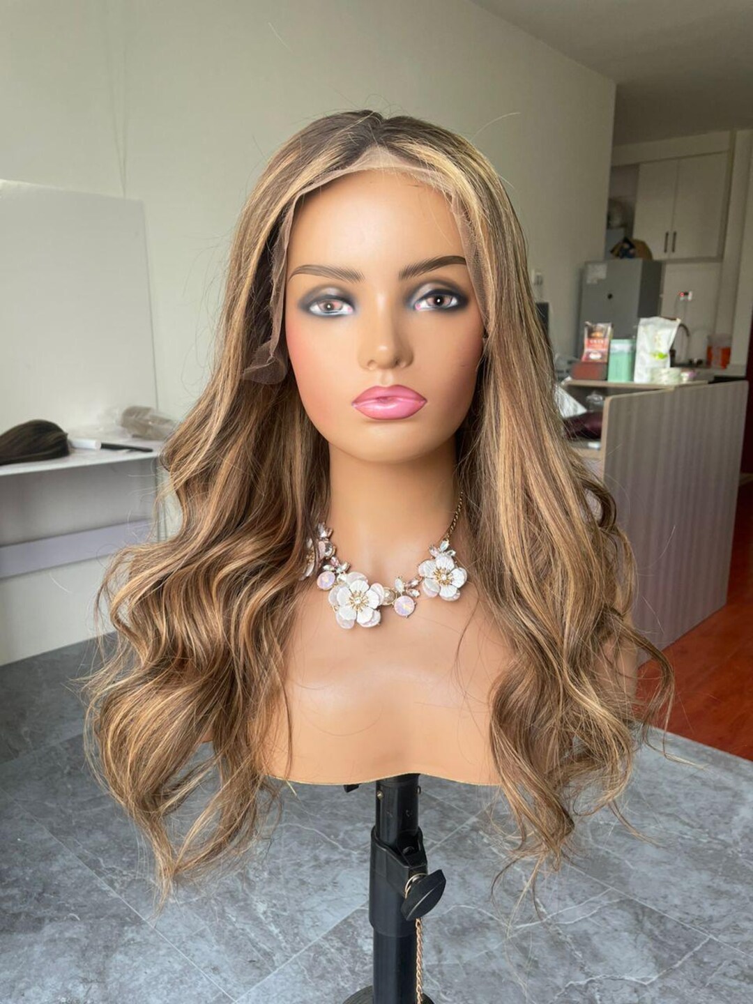 Luxe European Hair Wig Brown Balayage Glueless Transparent Lace Wig ...