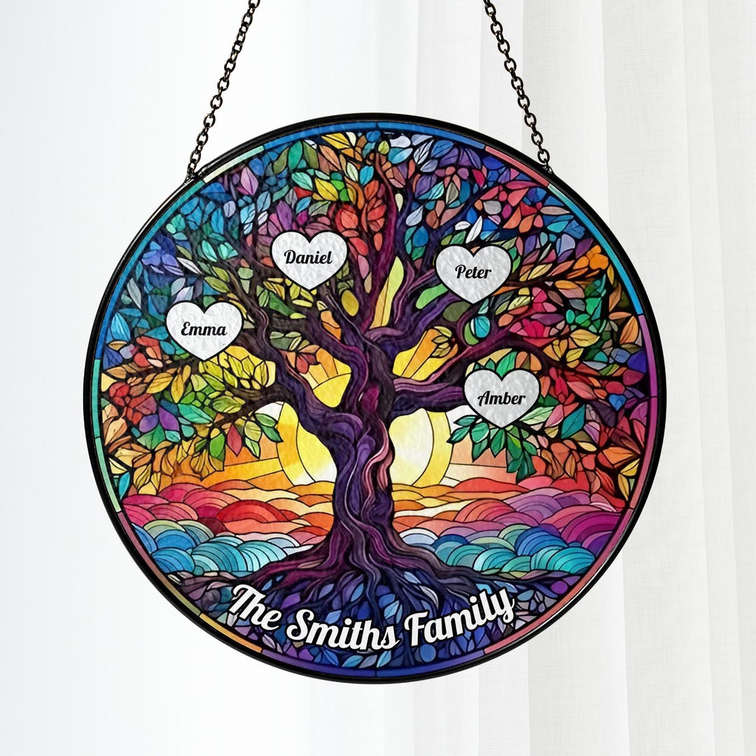 Custom Tree of Life Family Suncatcher, Personalized Stained Glass ...