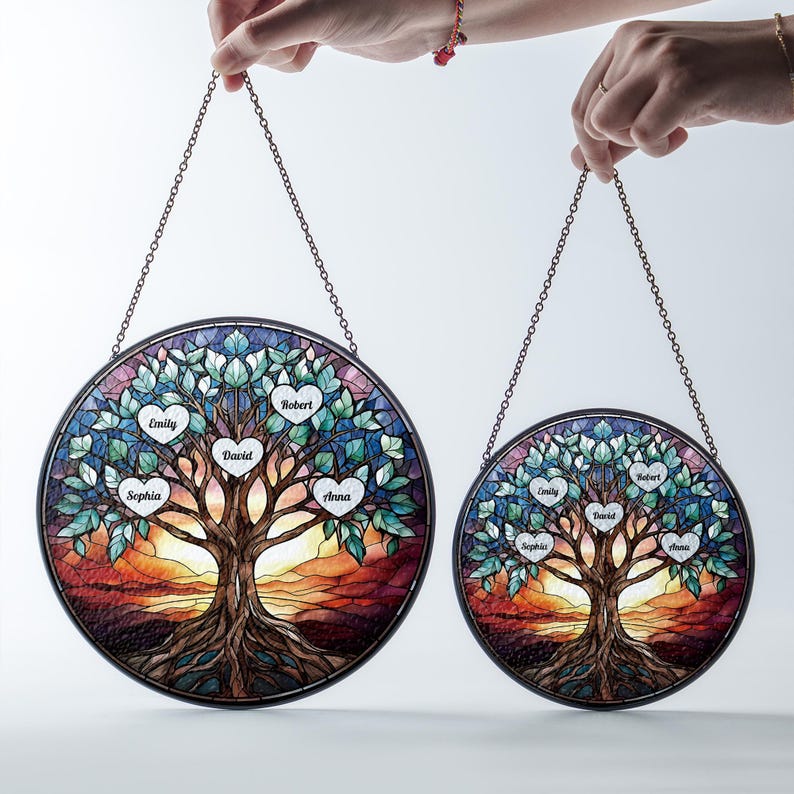 Custom Tree of Life Family Suncatcher, Personalized Stained Glass ...