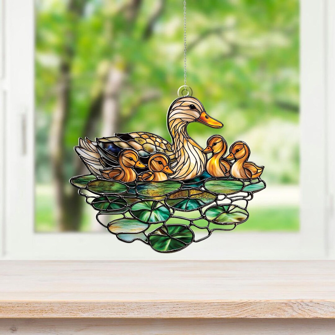 Acrylic Mother Duck & Ducklings Window Ornament: Farmhouse Decor - Etsy