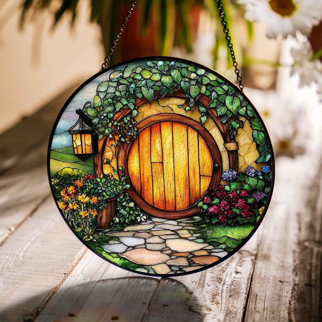 House Stained Glass Window Suncatcher, Magical Fantasy Home Decor, Gift ...