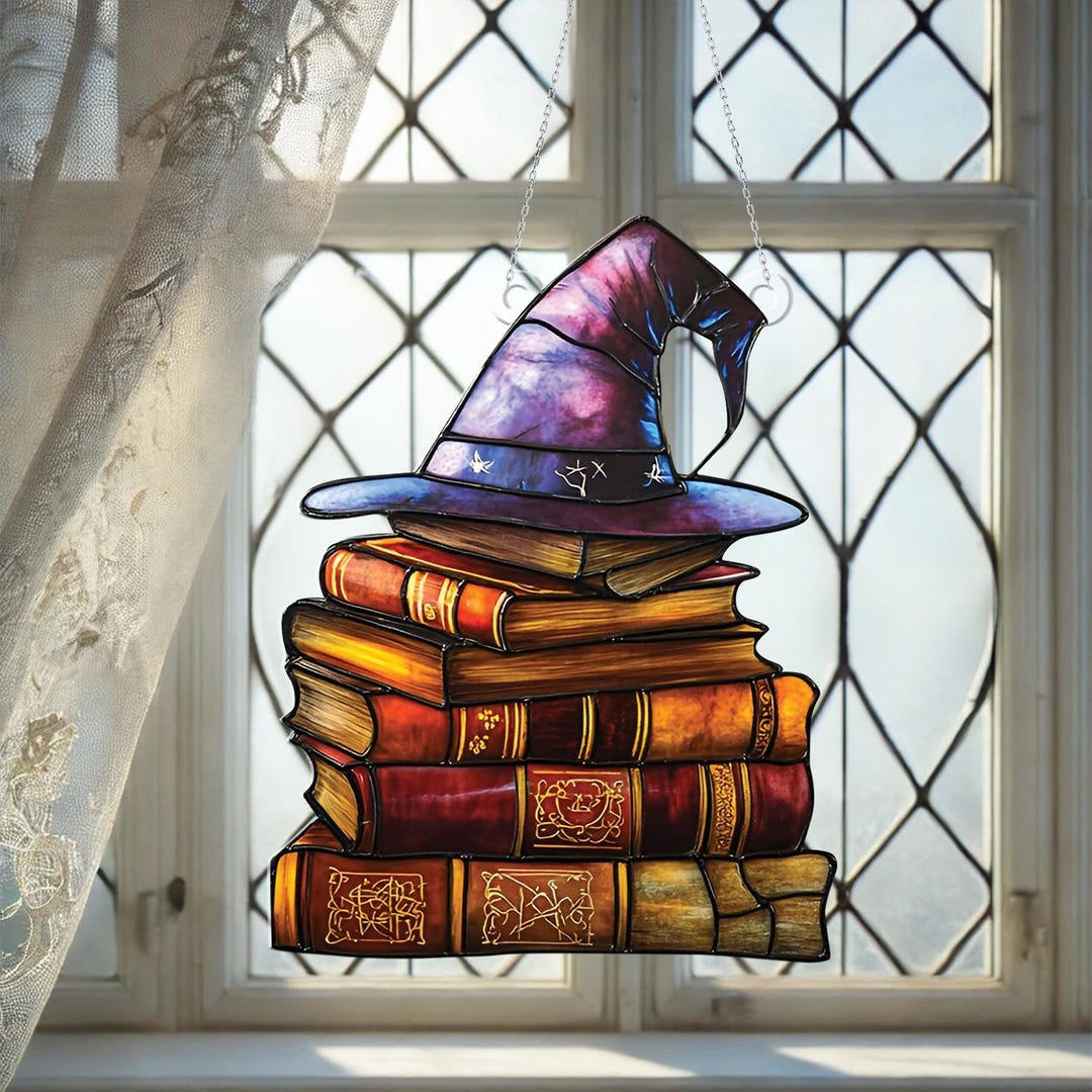 Wizard Sorting Hat Acrylic Suncatcher, Magical Castle Window Hanging ...