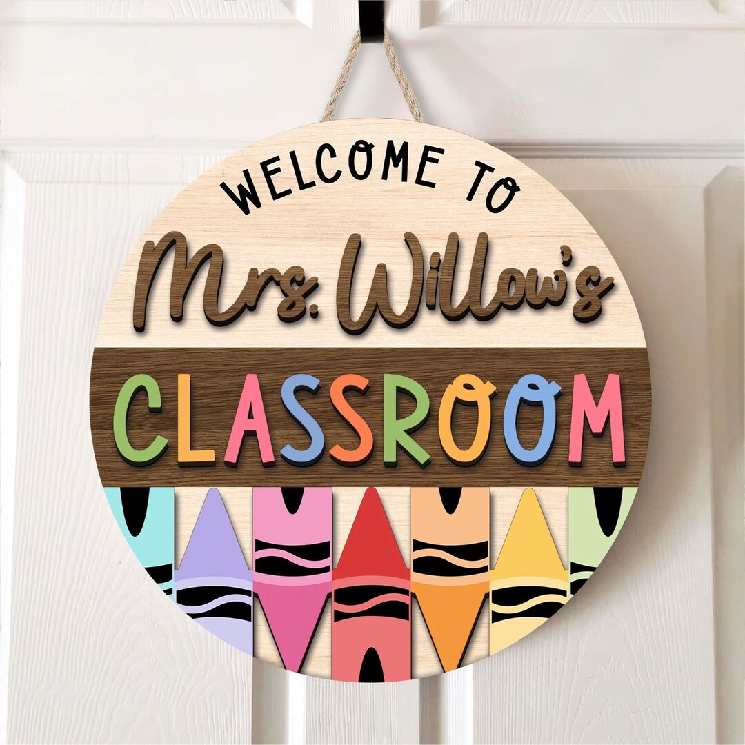 Teacher Door Sign, Classroom Decor, Personalized 3D Classroom Door Sign ...
