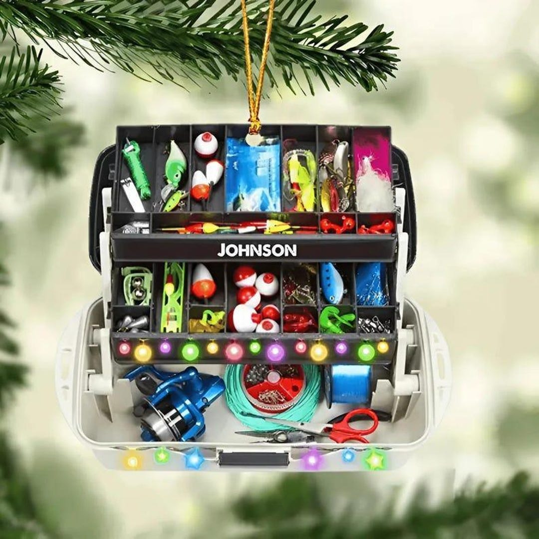 2D Flat Fishing Tackle Box Ornament, Personalized Fisherman Acrylic ...