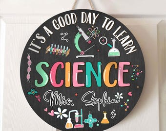 Custom 3D Science Teacher Name Sign, Teacher Door Hanger, Back to ...