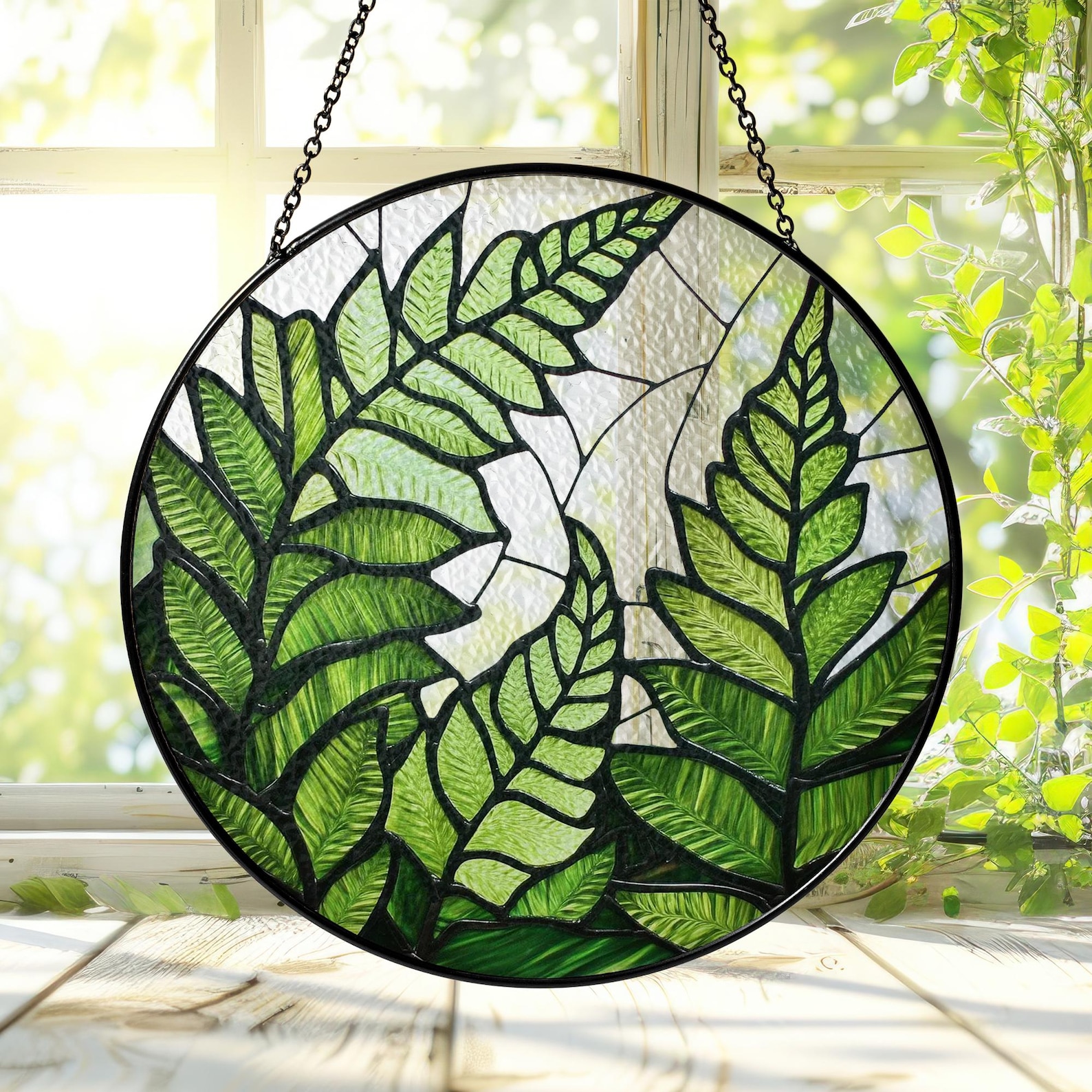 Fern Plant Stained Glass Suncatcher, Fern Plant Gift, Housewarming Gift ...