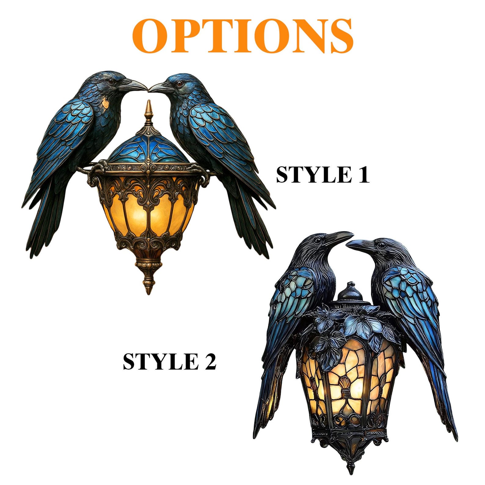 Acrylic Raven Gothic on Lantern 2D Suncatcher, Faux Stained Glass ...