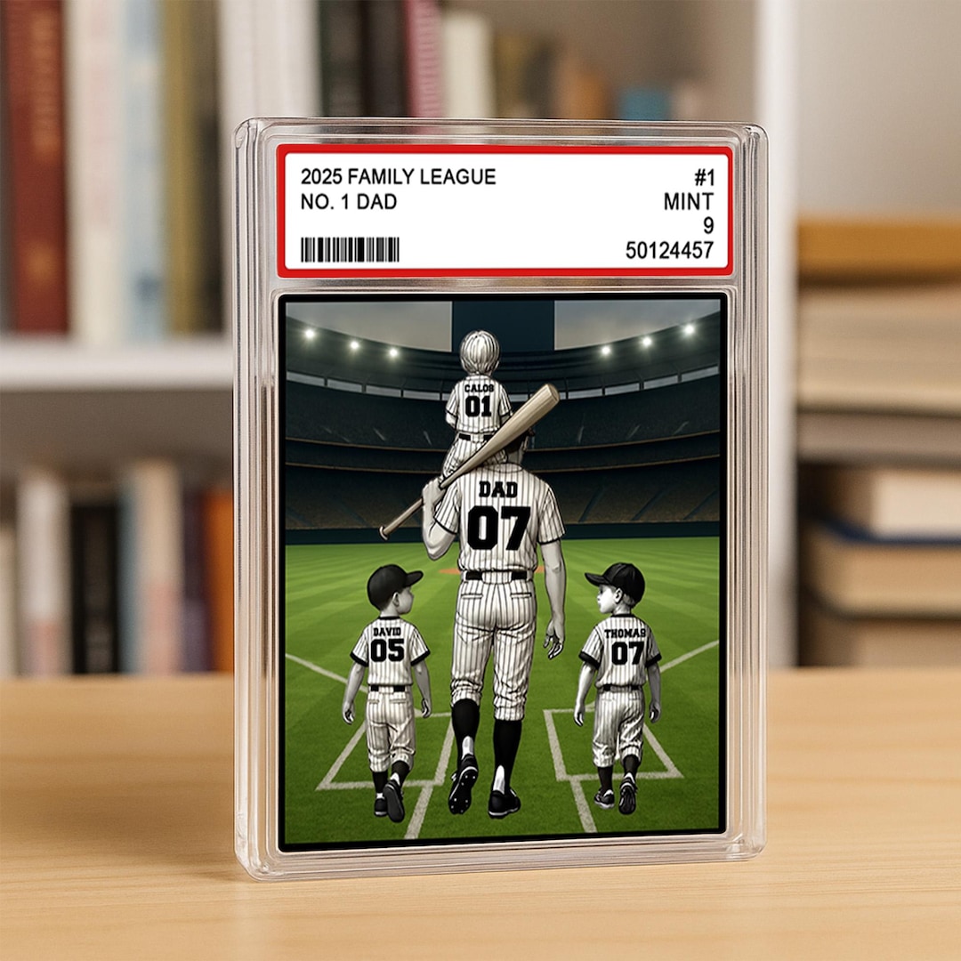 Baseball No.1 Dad Grandpa Man & Kids Trading Card Style Personalized ...